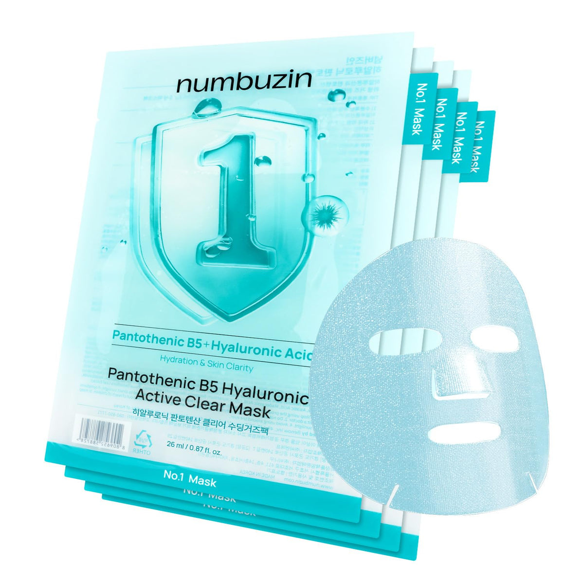 Numbuzin No.1 Sheet Mask | Pantothenic B5 Hyaluronic Active Clear Mask ...