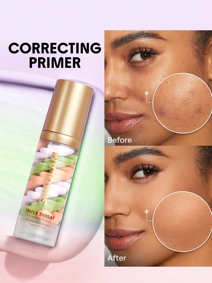 SHEGLAM Triple Threat Correcting Primer 3 In 1 Color Pore Minimizing F ...